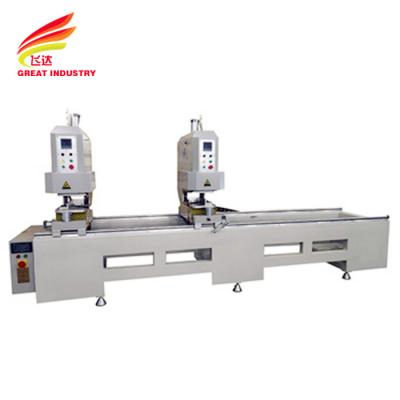 China PVC Window Door Welding Machine Two Head Seamless Welder 0.2mm Welding Gap PLC Control for sale