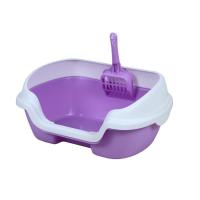 China Large Pink Open Top Cat Litter Box with 60mm Low Entrance and Splash Shield - Durable PET Plastic Design for sale
