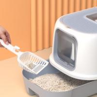 China White Top Entry Anti Splashing Cat Litter Box with Drawer - PET Plastic Construction for Large Cats for sale