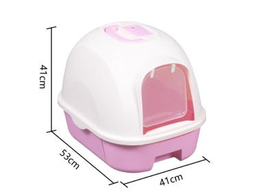 China White Portable Cat Litter Box 53×41×41cm with Odor Control for Large Cats 1600g for sale