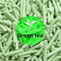 China Green Tea Cat Litter 1.5mm-2.0mm Dust Free Flushable with ISO9001 BSCI Certification for sale