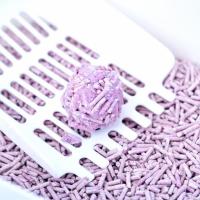 China ODM Lavender Scented Cat Litter 1.5mm-2.0mm Strip Type Made from Corn Starch & Pea for sale