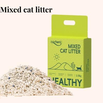 China Eco-Friendly Tofu and Bentonite Mixed Cat Litter 6mm Strip and Ball Type Odor Control Easy Clean for sale