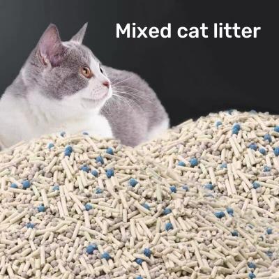 China Customized Ultra Absorbent Mixed Cat Litter Fast Clumping 6mm Tofu Bentonite Dust Free for sale