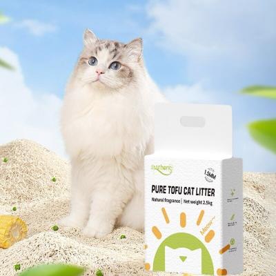 China Tofu Cat Litter 1.5mm-2.0mm Natural Clumping Flushable Odor Control Multi-Cat Formula for sale