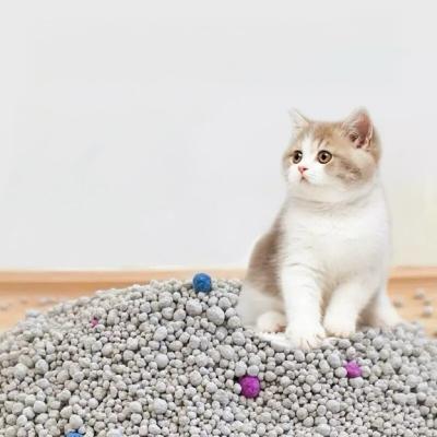 China Spherical Bentonite Cat Litter 10 kg Dust Free Fast Clumping Odor Control Natural Clay for sale