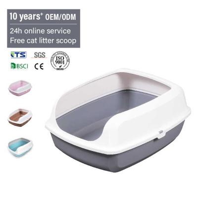 China PET Plastic Semi-Enclosed Cat Litter Box with Anti-Splashing Design and Thickened Construction for Pet Supplies for sale