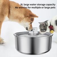 China 8L Stainless Steel Pet Water Dispenser with 5000mAh Battery and 4-Stage Filtration System for Cats and Dogs for sale