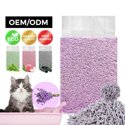 China Lavender Tofu Cat Litter 1.5mm-3mm Diameter Biodegradable Clumping Dust-Free Pet Litter for sale