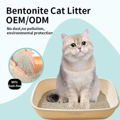 China Bentonite Cat Litter 0.8-3.5mm Dust-Free Clumping Odor Control Multi-Cat Natural Clay Litter for sale