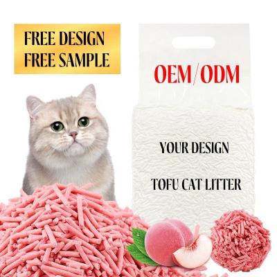 China Wholesale Peach Scented Tofu Cat Litter 6L Ultra Clumping Biodegradable Dust Free Toilet Sand for sale
