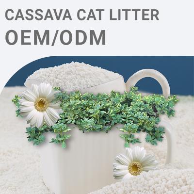 China Natural Unscented Cassava Cat Litter 300% Water Absorption Strong Clumping Biodegradable Plant-Based for sale