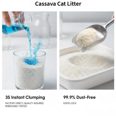 China Natural Unscented Cassava Cat Litter 100% Plant Based Clumping Eco Friendly Highly Absorbent Odor Control Biodegradable 300% Water Absorption for sale