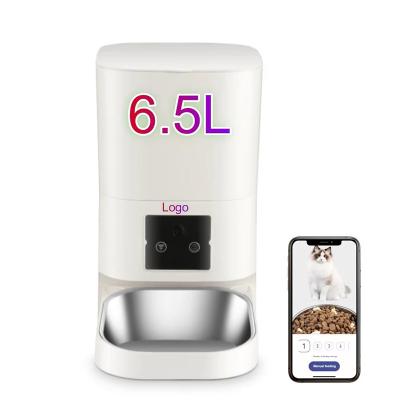 China Smart Automatic Pet Feeder 6.5L WiFi Cat Dog Food Dispenser Double Bowls Multi-Pet for sale