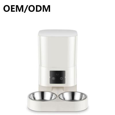 China OEM ODM Automatic Pet Feeder 6.5L Smart Food Dispenser with Double Stainless Steel Bowls Timer for sale