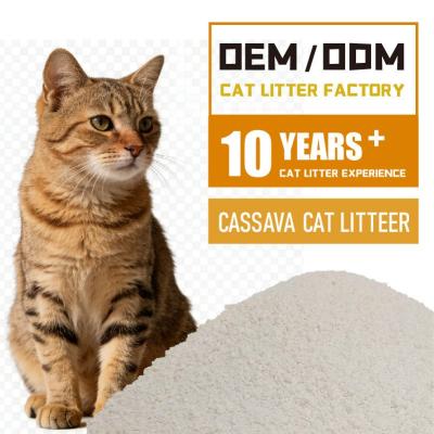 China Natural Cassava Cat Litter Low Dust Fast Clumping 300% Water Absorption Biodegradable Plant Based for sale