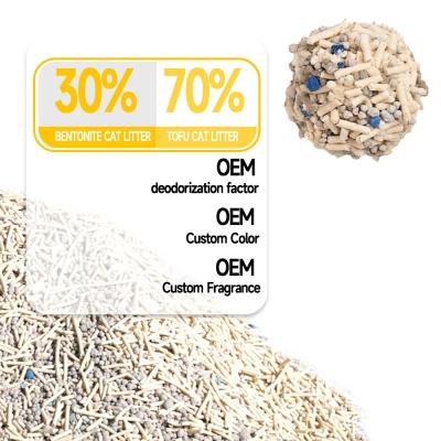China Advanced Odor Control Quick Absorption Firm Clumping Flushable Tofu Bentonite Mixed Cat Litter for sale