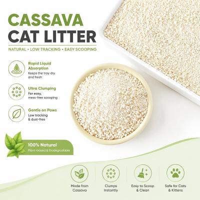China Eco-Friendly Strong Clumping Rapid Absorption Dust-Free Custom Brand Packaging Cassava Cat Litter for sale
