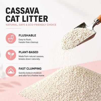 China Factory Wholesale Natural Cassava Cat Litter Rapid Clumping Strong Absorption Low Dust Private Label Customization for sale