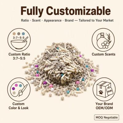 China Natural Tofu Bentonite Fine Granules Fast Clumping Strong Absorption Low Dust Easy Scooping Mixed Cat Litter for sale