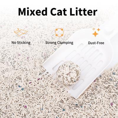China Wholesale Eco-Friendly Strong Clumping High Absorption Low Dust Private Label Tofu Bentonite Mixed Cat Litter for sale