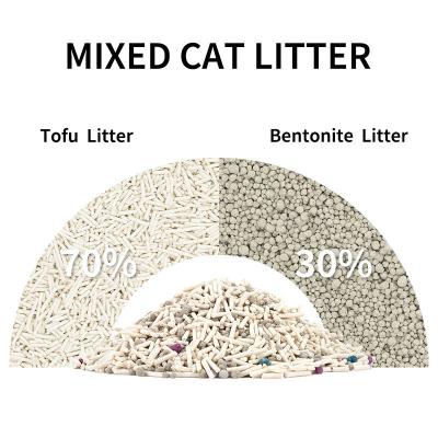 China Hybrid Rapid Clumping Superior Absorption Minimal Dust Natural Freshness Custom Tofu Bentonite Mixed Cat Litter for sale