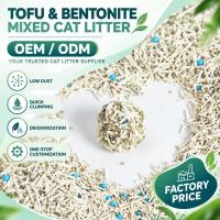China High Absorption Quick Clumping Low Tracking Natural Plant Fiber Tofu Bentonite Mixed Cat Litter for sale