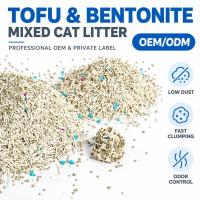 China Natural Tofu Fiber Mineral Bentonite High Absorption Firm Clumping Low Dust Tofu Bentonite Mixed Cat Litter for sale