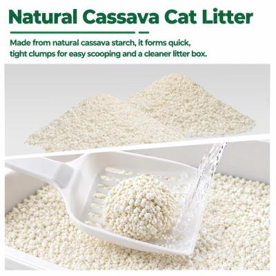 China Customizable Private Label Available Eco-Friendly Dust Free Strong Clumping Natural Cassava Cat Litter for sale