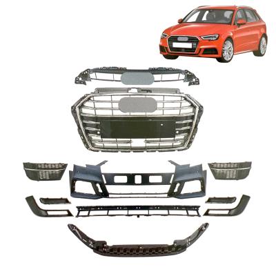 China Complete S-Line Sport Front Bumper Kit Compatible with OE 8V3807437AM for 2017-2020 Audi A3 8V Sportback HB for sale