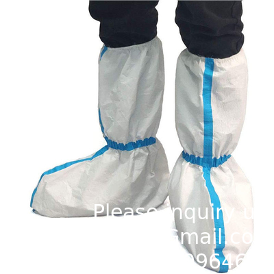 China Medical Shoe Cover Anti Slip Non Woven PP+PE Waterproof Long Shoe Covers Disposable Medical Isolation PE Boot Covers