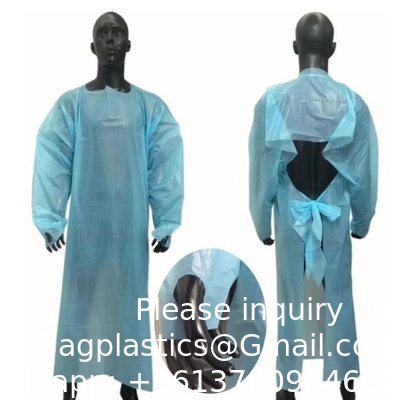 China CPE GOWN, PLASTIC MEDICAL DISPOSABLE APRONS FOR DOCTOR, BIOHAZARD APRON, SURGICAL APRON, LOGO CUSTOMIZED EXAM APRON
