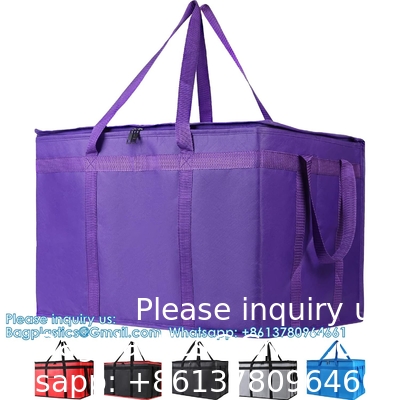 China Pack Extra Insulated Grocery Shopping Bag, Large Blue, Reusable Bags,Pizza,Sturdy, Recyclable, Reusable