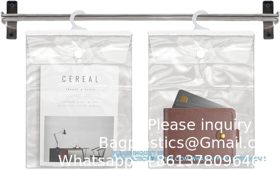 China Hanging Storage Bags With Hook, 12.6 X 10 Inches Large Hook Clear Bags, School Supply Kit Book Pouch Classroom