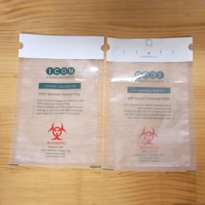 China 95kPa 3-Wall Biohazard Specimen Transport Bag 26x35cm Self-Adhesive Seal for Medical Lab for sale