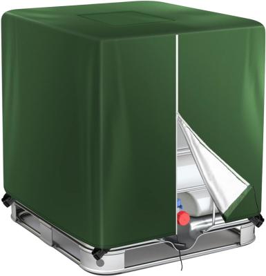 China IBC Tote Cover 1000L 275 Gallon UV Resistant Waterproof 420D Oxford Fabric Outdoor Rain Barrel Cover Grey for sale