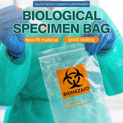 China Medical Biohazard Zipper Specimen Bag LDPE 15x25cm Disposable Laboratory Collection for sale