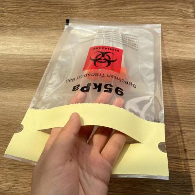 China Wholesale 95kPa Biohazard Specimen Transport Bag Transparent PE with Absorbent Sleeve for sale