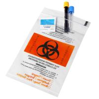China Biohazard Specimen Bags 6x9in 100pcs Ziplock with Outside Pocket Red Logo for sale