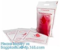 China Custom Printed Blood Transport Bags 250x320mm 60 Micron Biodegradable LDPE with Die Cut Handle for sale