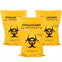China Biodegradable Hospital Biohazard Waste Bags 50L Autoclavable with Temperature Indicator Patch for sale