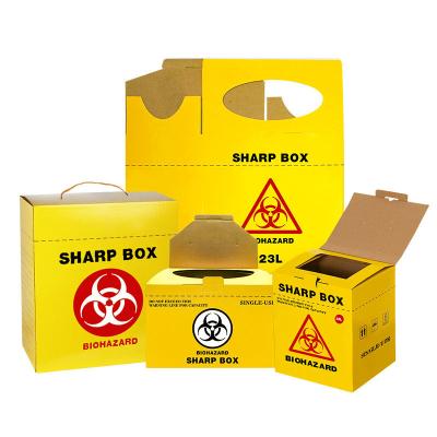 China 5L 10L Hospital Medical Cardboard Sharps Container Biohazard Waste Box Kraft Paper for sale