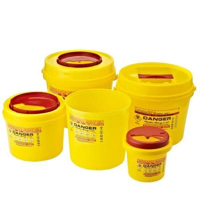 China Medical Biohazard Sharps Disposal Container 0.1L-30L PP Syringe Needle Waste Box for sale