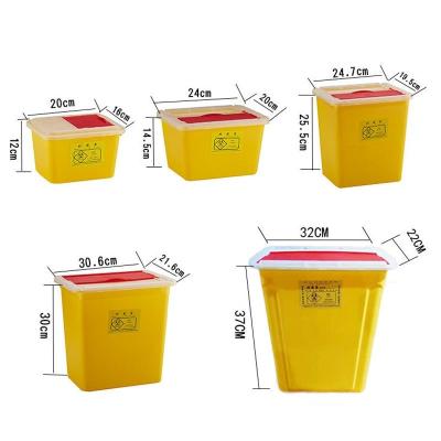 China Medical Plastic Biohazard Sharps Container 1L Disposable Waste Bin Yellow Injection Molded for sale
