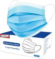 China Disposable 3-Ply Face Mask 100 Pack Blue Non-Woven Fabric with Elastic Ear Loops for sale