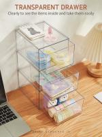 China Stackable Acrylic Makeup Organizer Drawers 3-Pack 4.4 Inch Tall PET Cosmetic Storage Box for Vanity for sale