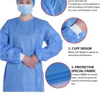 China Disposable SMS Surgical Isolation Gown 10pcs per Pack CE ISO13485 Blue for sale