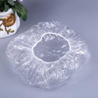 China Disposable PE Shower Cap 21 Inch Thickening Elastic Clear Bathing Cap for Salon Hotel Travel for sale