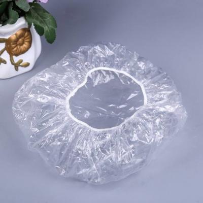 China Disposable PE Shower Cap 21 Inch Thickening Elastic Clear Bathing Cap for Salon Hotel Travel for sale
