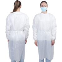 China Disposable Non Woven Medical Isolation Gown PP PE with Elastic Knitted Cuffs 18g 50g for sale